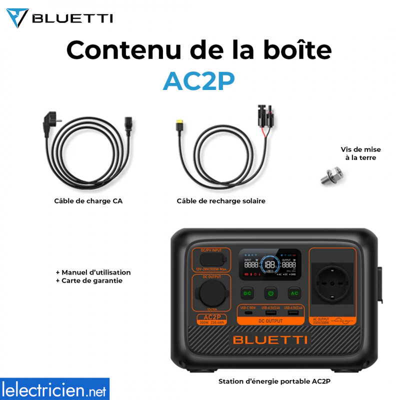 BLUETTI : AC2P Station d'énergie portable 300 W / 230.4 Wh