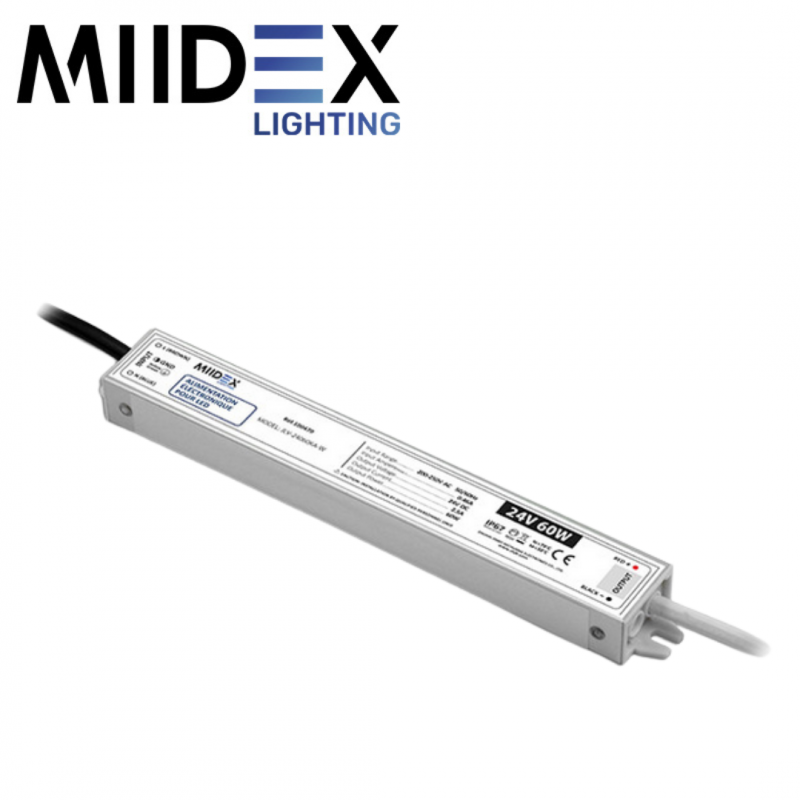 Bloc d’alimentation étanche IP67 pour LED 60W 24V - 100470 Miidex
