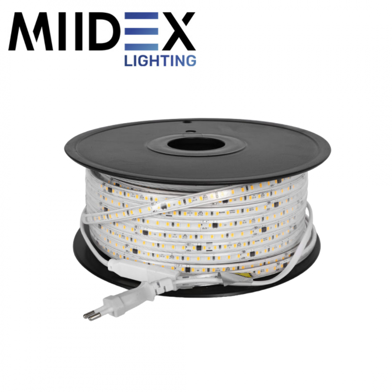 Bobine LED 2835 avec alim 50 mètres 8W 6000K IP65 - 100734 Miidex