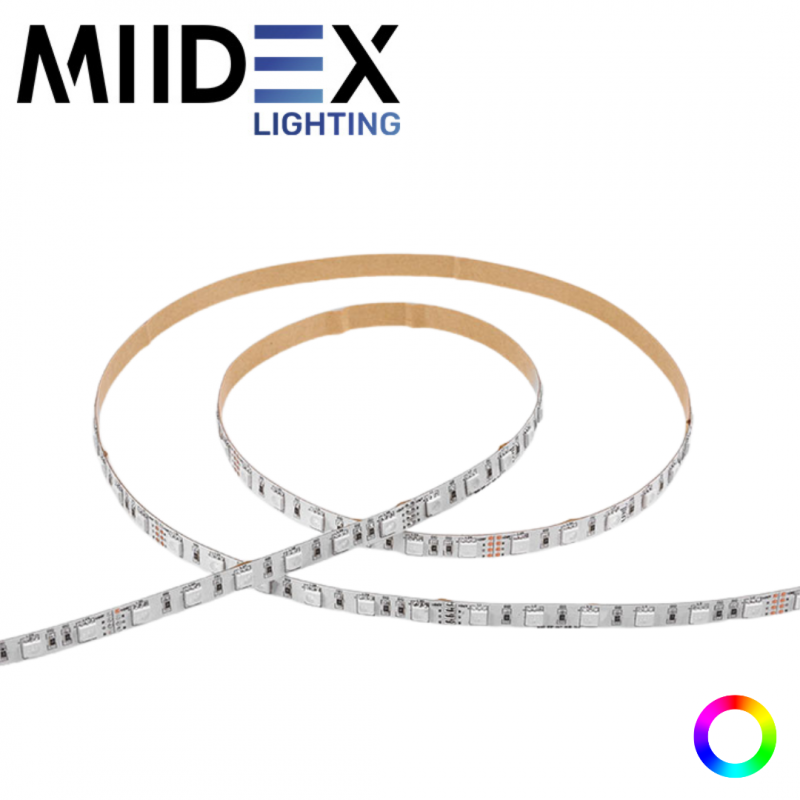 Ruban LED RGB 5 mètres 9W 24V IP20 - 100424 Miidex Lighting