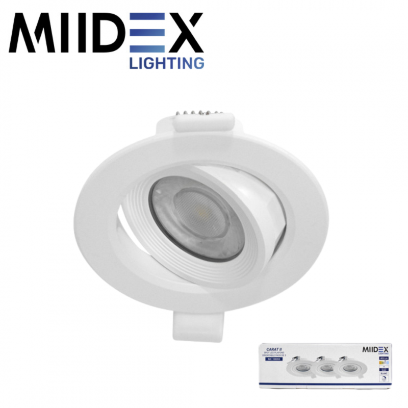 Pack de 3 spot LED orientable dimmable 5W 4000K IP20 - 100353 Miidex