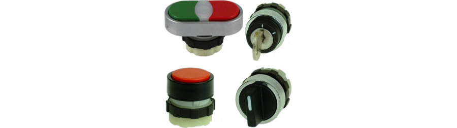 Bouton de commande industriel, bouton poussoir, rotatif à 3€